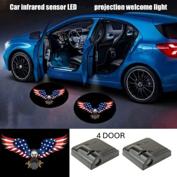 Other | 576 4x Led Usa American Flag Bald Eagle Car Door Welcome ...